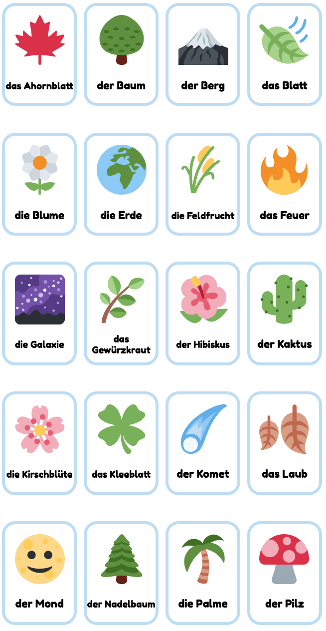 German Nature Flashcards - Kydelicia